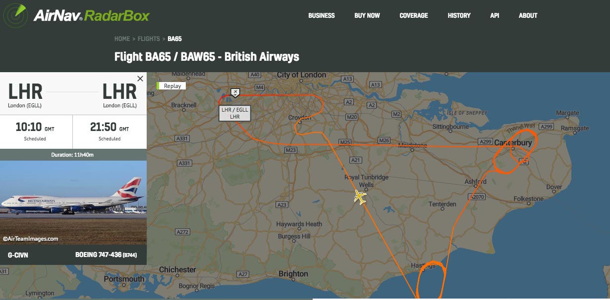 ALERT British Airways Boeing 747-400 flight #BA65 returned to London ...